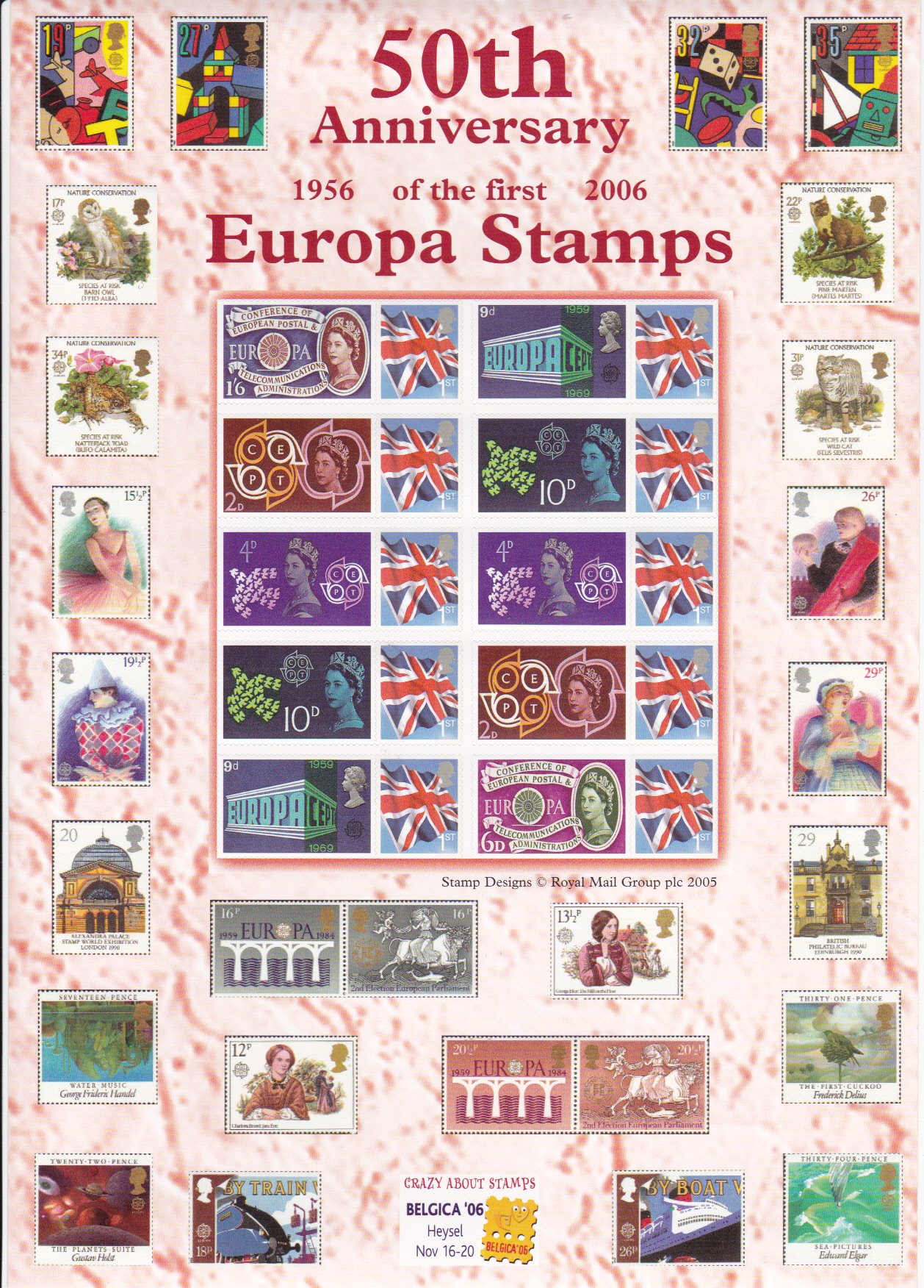 Smilers Sheet BC-091 Europa Belgica - GB Stampline