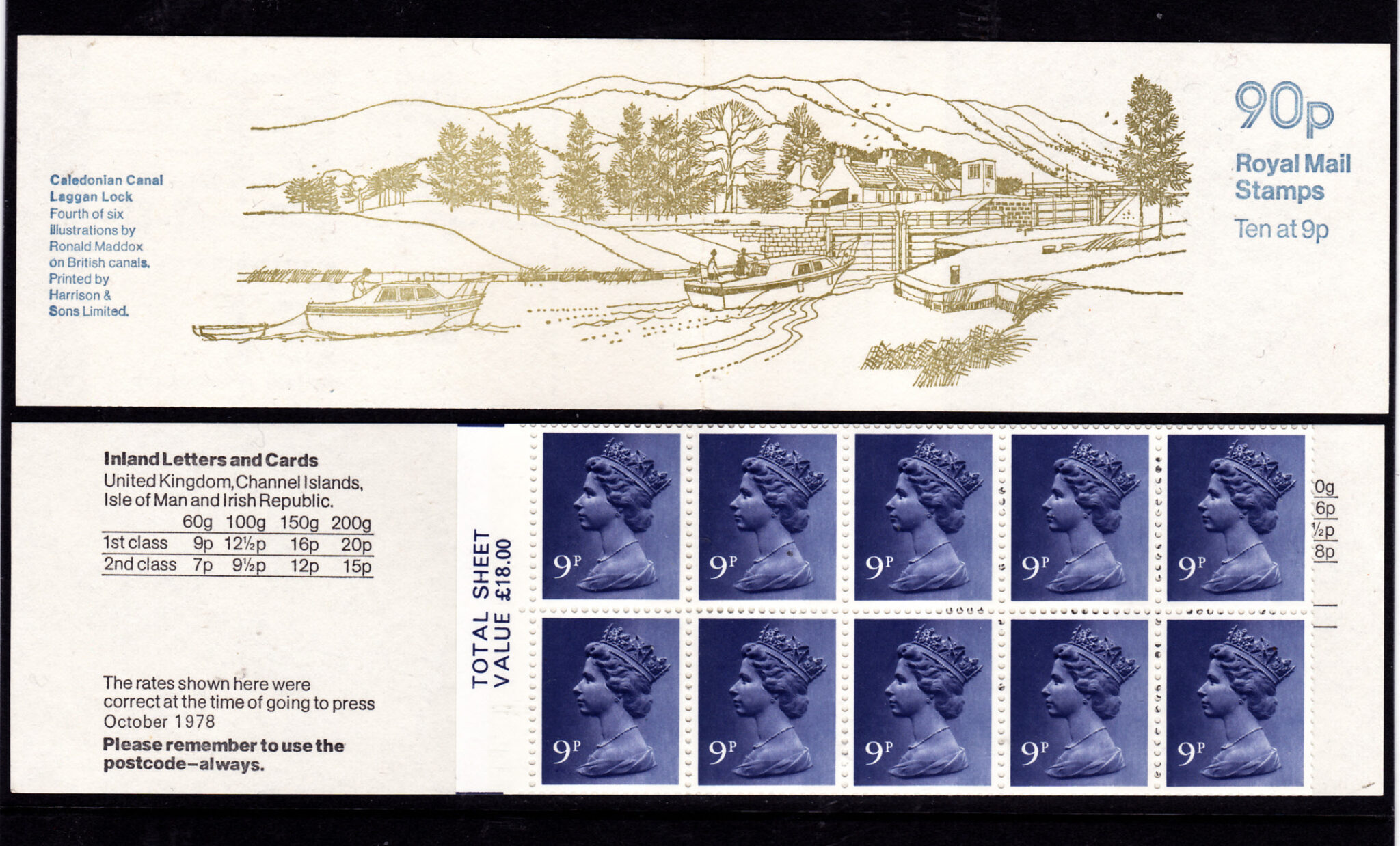 Booklet FG5A Machin Plain 90p Caledonian - GB Stampline